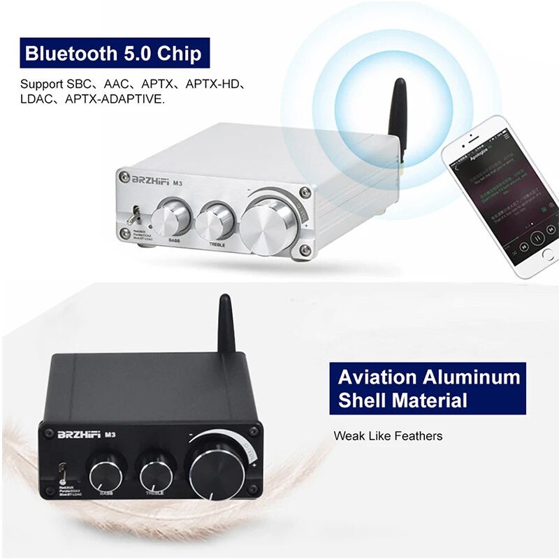 BRZHIFI M3 QCC5125 Bluetooth 5.0 Stereo 2.1 CH Amplifier 80W*2 – BrzHifi